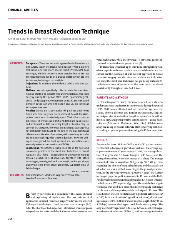 (PDF) Trends in breast reduction technique