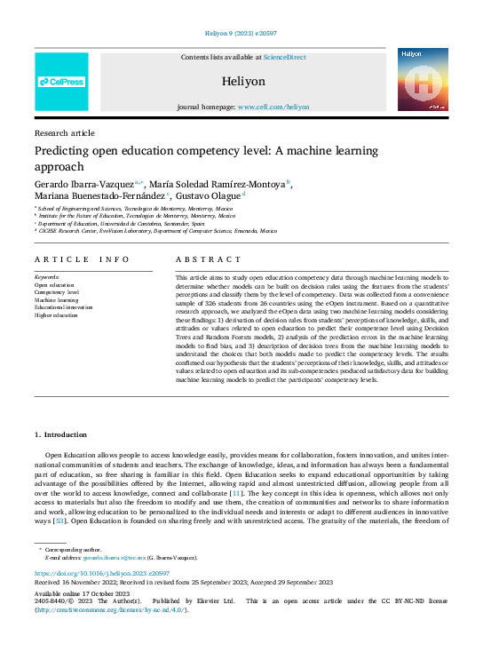(PDF) Predicting open education competency level: A machine learning approach
