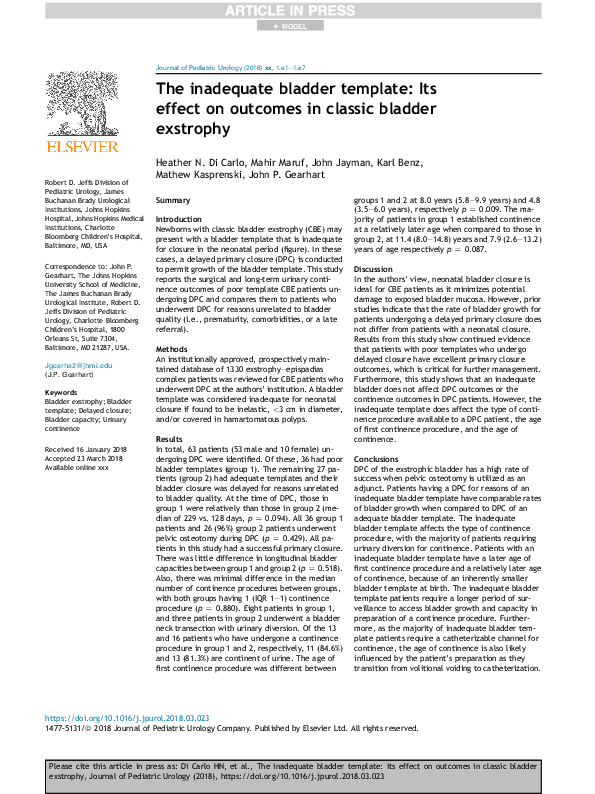(PDF) The inadequate bladder template: Its effect on outcomes in ...
