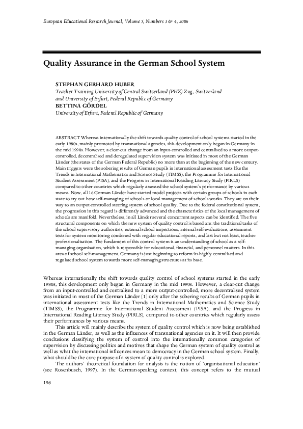 (PDF) Quality Assurance in the German School System