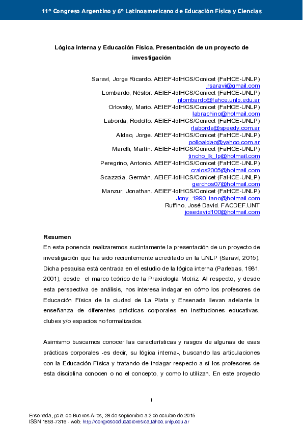 (PDF) Lógica interna y educación física