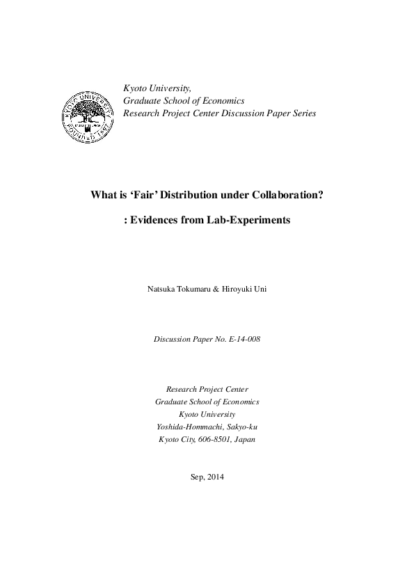 (PDF) What Is “Fair” Distribution Under Collaboration?: Evidence from ...