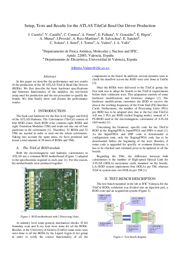 Pdf Setup Tests And Results For The Atlas Tilecal Read Out Driver 8182