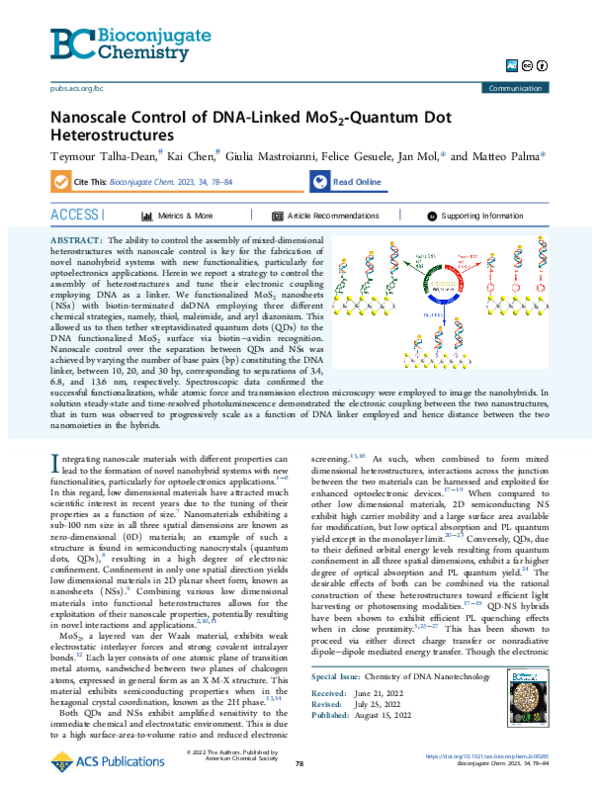 (PDF) Nanoscale Control of DNA-Linked MoS2-Quantum Dot Heterostructures | Giulia Mastroianni ...