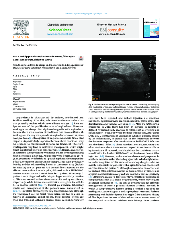 (PDF) Facial and Lip Pseudo-angioedema Following Filler Injections ...