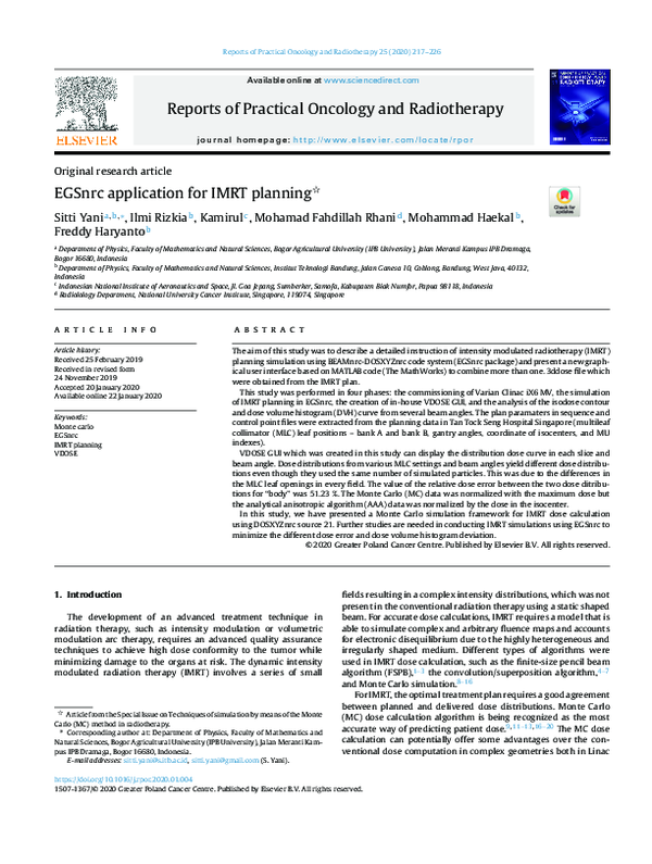 (PDF) EGSnrc application for IMRT planning | Freddy Haryanto - Academia.edu