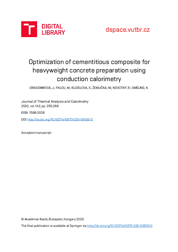 (PDF) Optimization of cementitious composite for heavyweight concrete ...