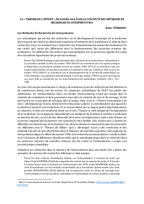 (PDF) LA « THÉORIE DE L'EFFORT » DE DANIEL GILE DANS LE CONTEXTE DES ...
