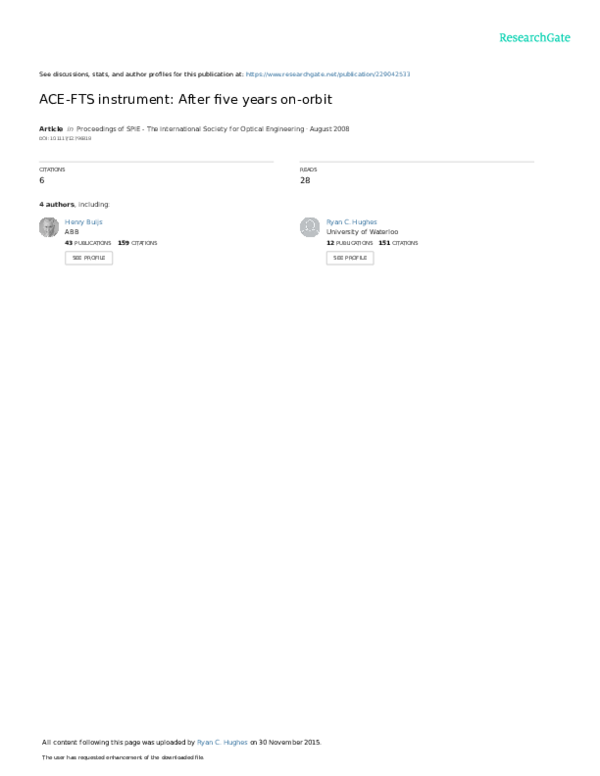 ACE-FTS instrument: after five years on-orbit