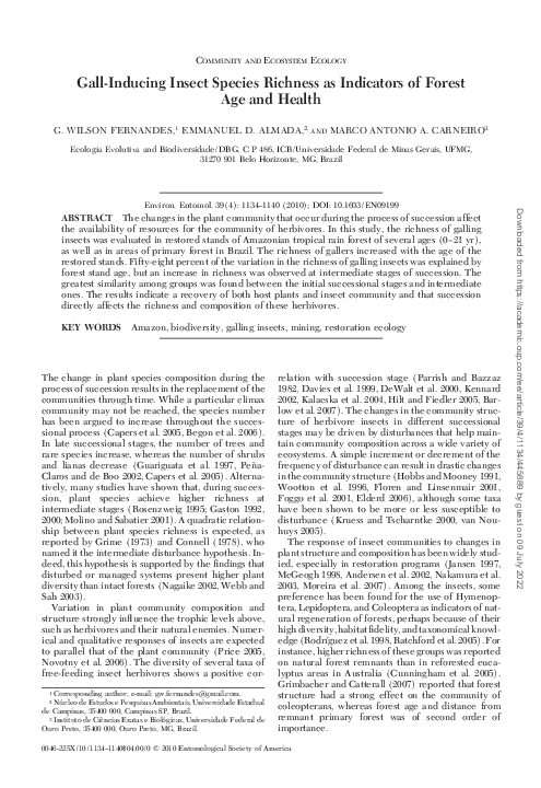 (PDF) Gall-Inducing Insect Species Richness as Indicators of Forest Age ...
