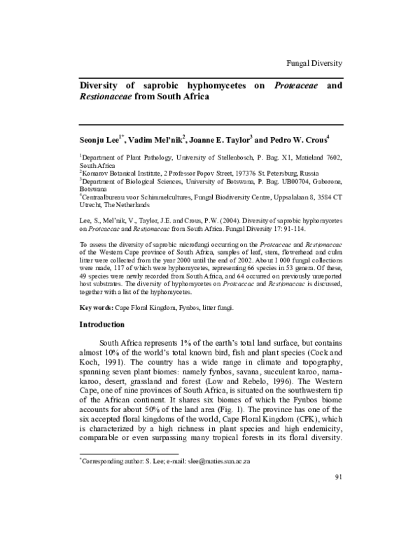 (PDF) Diversity of saprobic hyphomycetes on Proteaceae and Restionaceae ...