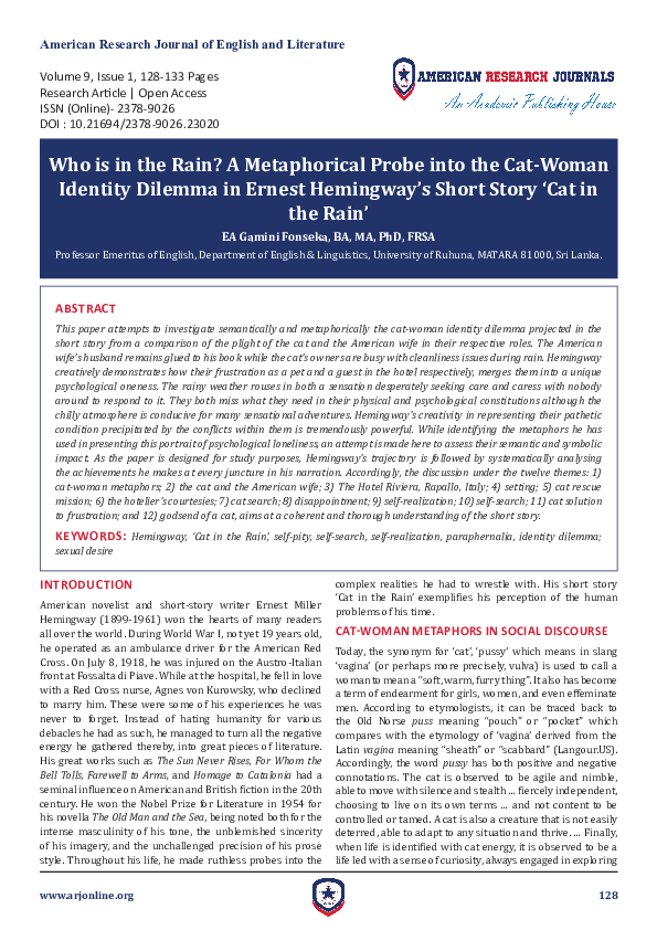 (PDF) Who is in the Rain? A Metaphorical Probe into the Cat-Woman ...