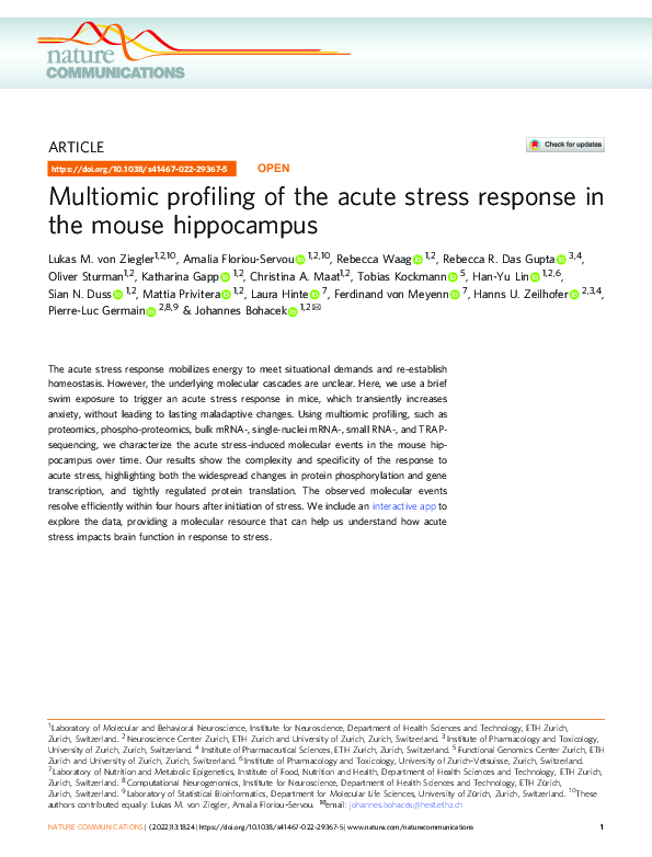 (PDF) Multiomic profiling of the acute stress response in the mouse ...