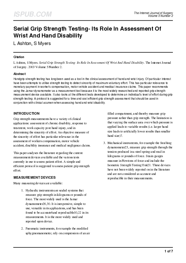 (PDF) Serial Grip Strength Testing- Its Role In Assessment Of Wrist And ...