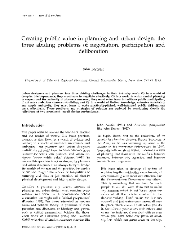 (PDF) Creating public value in planning and urban design: the three ...