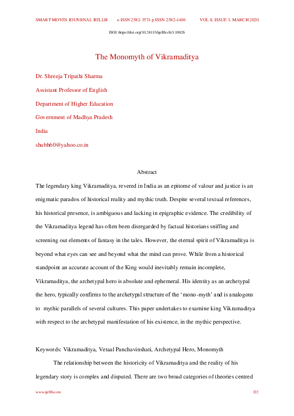 (PDF) The Monomyth of Vikramaditya