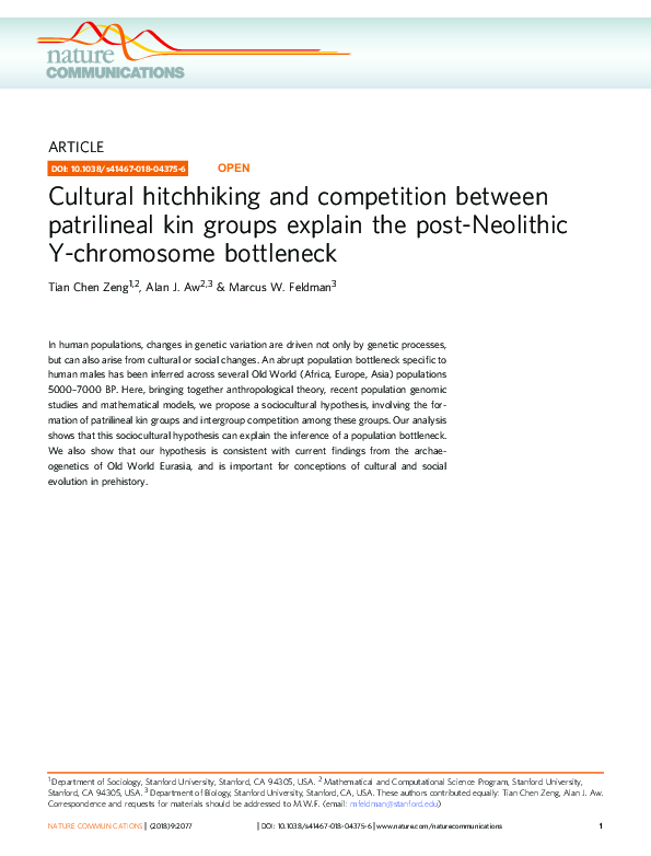 (PDF) Cultural hitchhiking and competition between patrilineal kin ...
