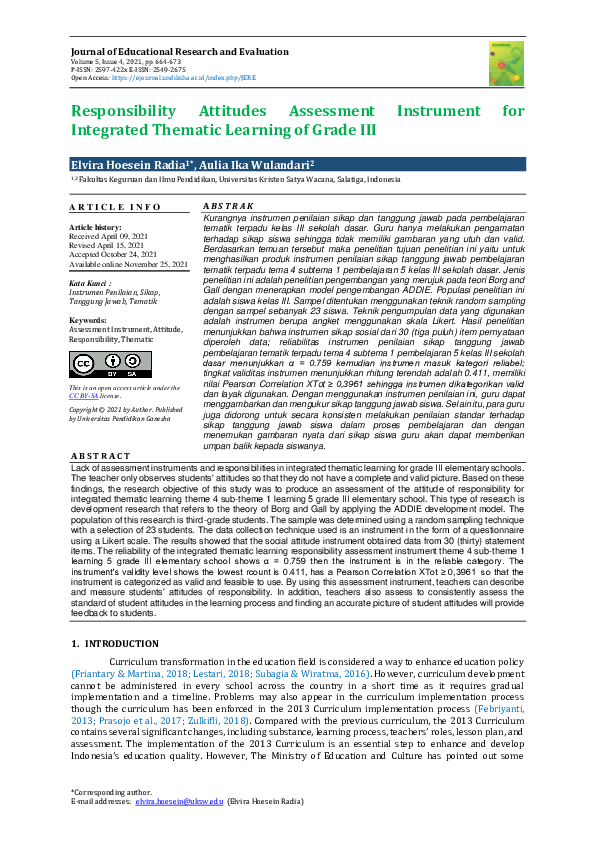 (PDF) Responsibility Attitudes Assessment Instrument for Integrated ...