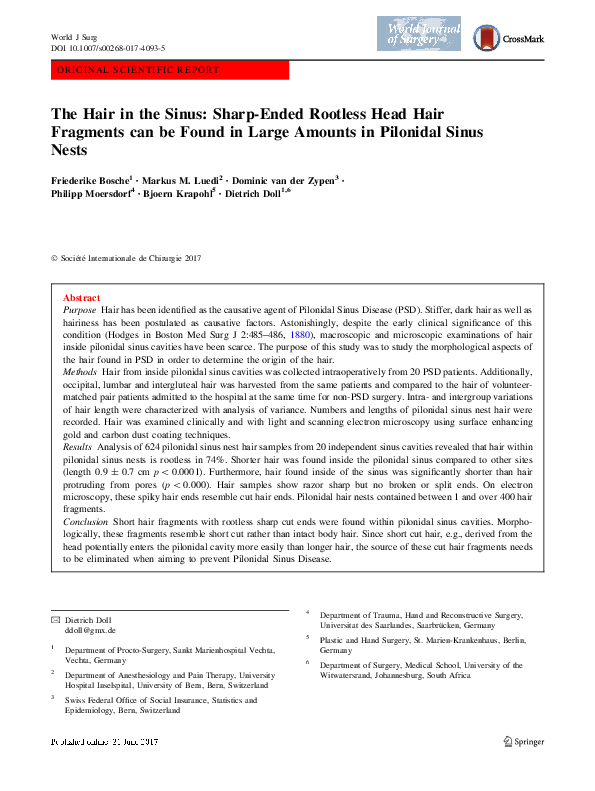 (PDF) Rootless Hair Fragments in Pilonidal Sinus