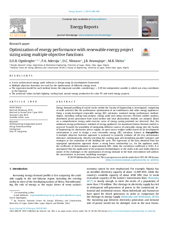 Pdf Optimization Of Energy Performance With Renewable Energy Project