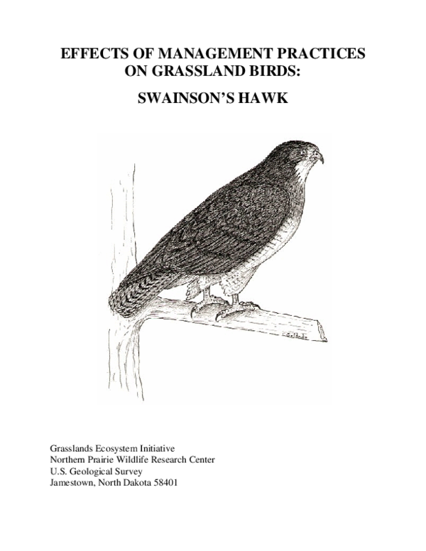 (PDF) Effects of Management Practices on Grassland Birds: Swainson’s Hawk