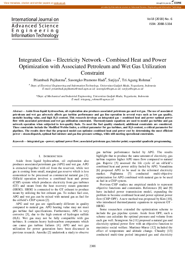 (PDF) Integrated Gas – Electricity Network - Combined Heat and Power ...