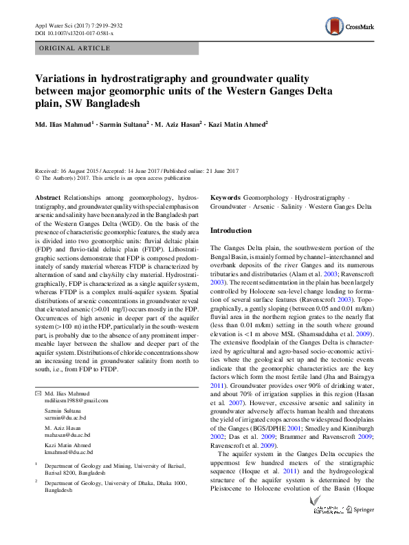 (PDF) Variations in hydrostratigraphy and groundwater quality between ...