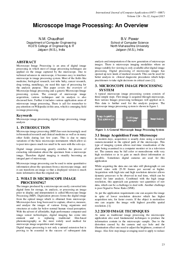 (PDF) Microscope Image Processing: An Overview