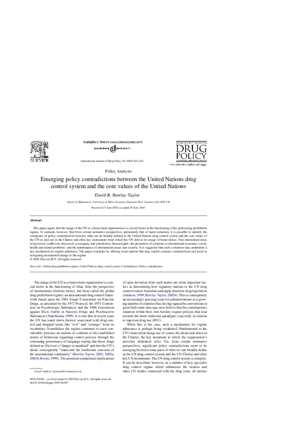 (PDF) Emerging policy contradictions between the United Nations drug ...