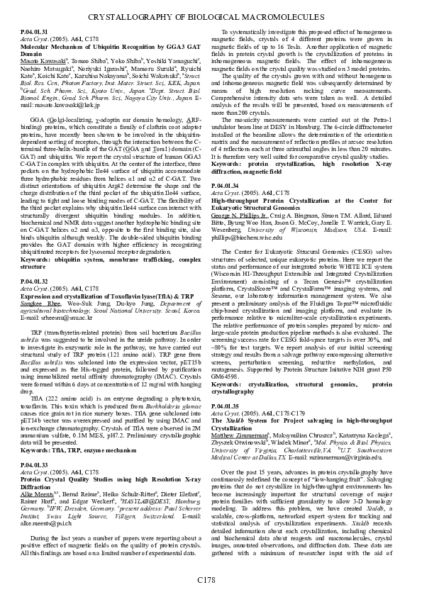 (PDF) TheXtaldbsystem for project salvaging in high-throughput crystallization