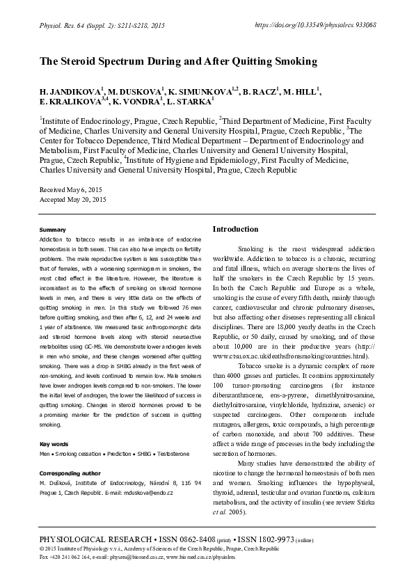 (PDF) The Steroid Spectrum During and After Quitting Smoking