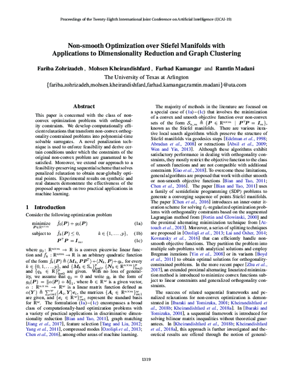 (PDF) Non-smooth Optimization over Stiefel Manifolds with Applications ...
