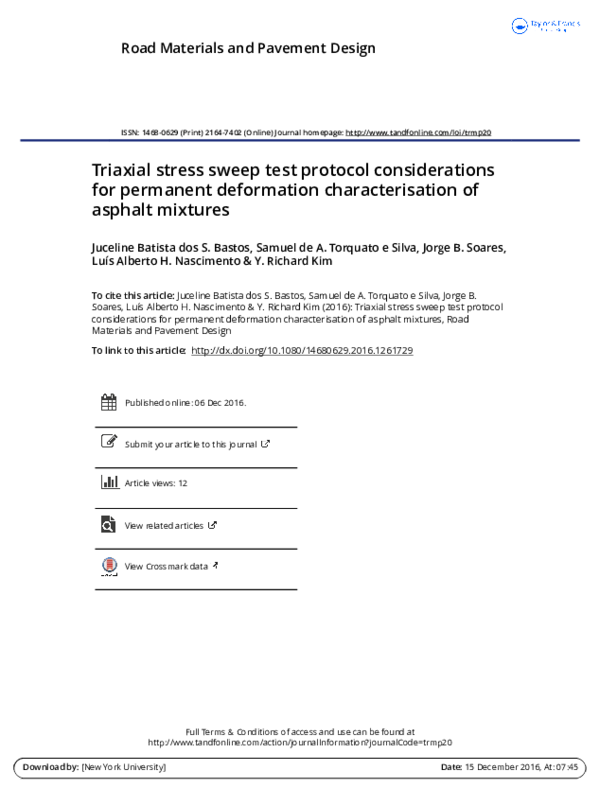 (PDF) Triaxial stress sweep test protocol considerations for permanent ...
