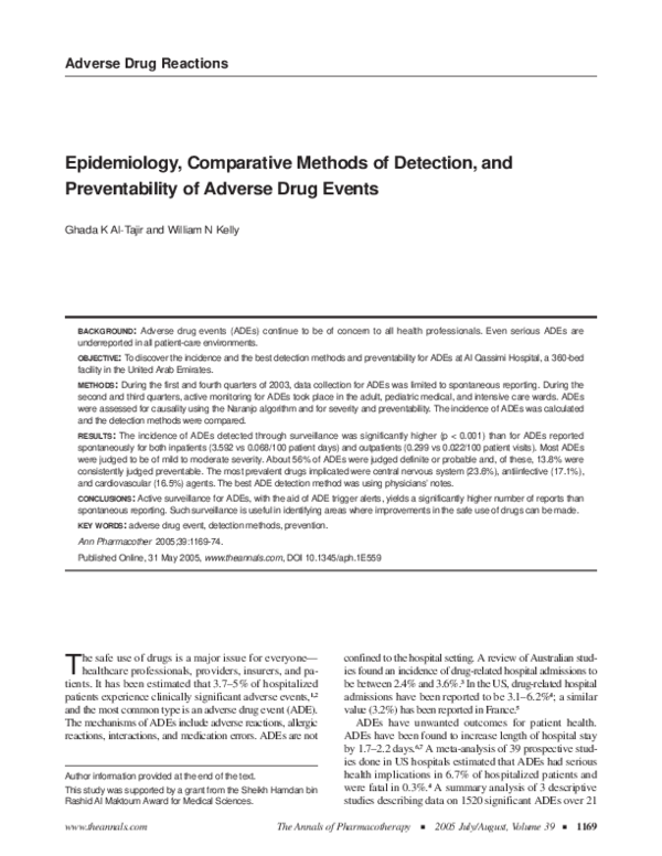 (PDF) Epidemiology, Comparative Methods of Detection, and ...