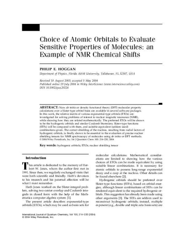 (PDF) Choice of atomic orbitals to evaluate sensitive properties of ...