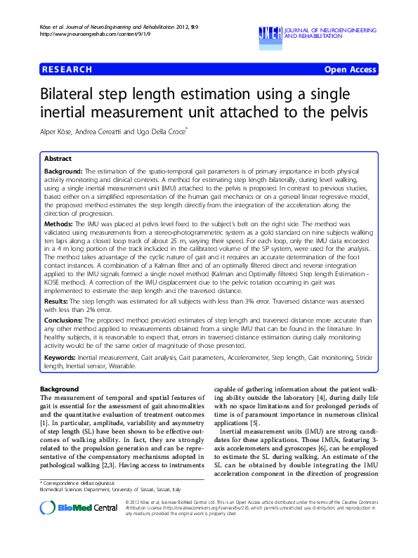 (PDF) Bilateral step length estimation using a single inertial ...