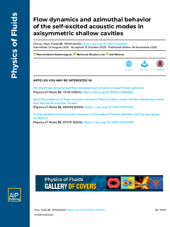 (PDF) Flow dynamics and azimuthal behavior of the self-excited acoustic ...