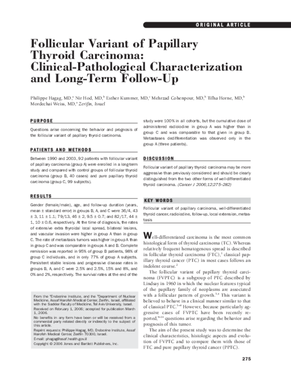 (PDF) Follicular Variant of Papillary Thyroid Carcinoma