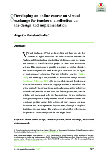 (PDF) Developing an online course on virtual exchange for teachers: a reflection on the design ...