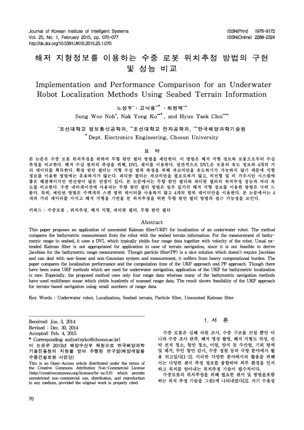 Pdf Implementation And Performance Comparison For An Underwater Robot Localization Methods
