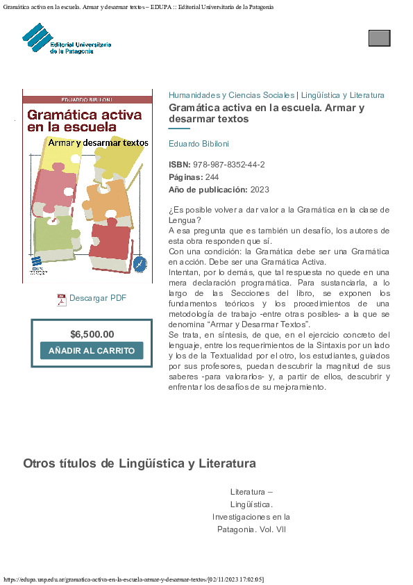 (PDF) Gramática activa en la escuela. Armar y desarmar textos – EDUPA :: Editorial Universitaria ...