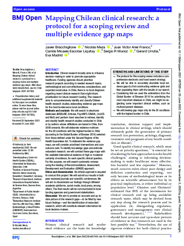 (PDF) Mapping Chilean clinical research: a protocol for a scoping ...