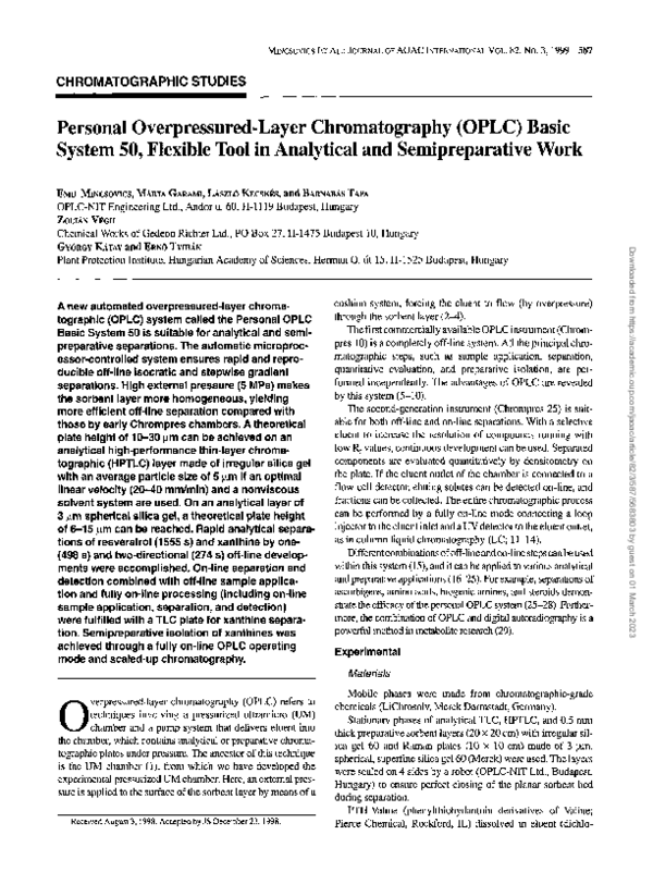 (PDF) Personal Overpressured-Layer Chromatography (OPLC) Basic System ...