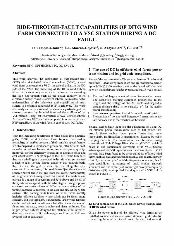 (PDF) Ride-through-fault capabilities of DFIG wind farm connected to a VSC station during a DC fault