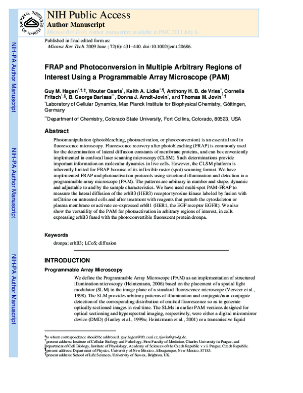 (PDF) Fluorescence recovery after photobleaching and photoconversion in ...