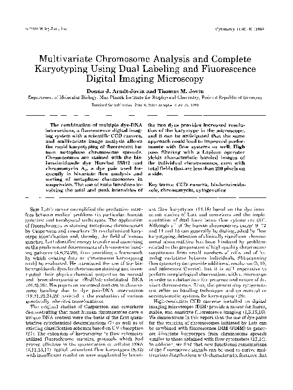 (PDF) Multivariate chromosome analysis and complete karyotyping using dual labeling and ...