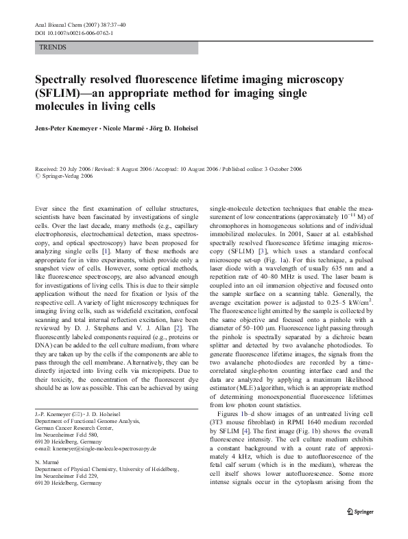 (PDF) Spectrally Resolved Fluorescence Lifetime Imaging Microscopy
