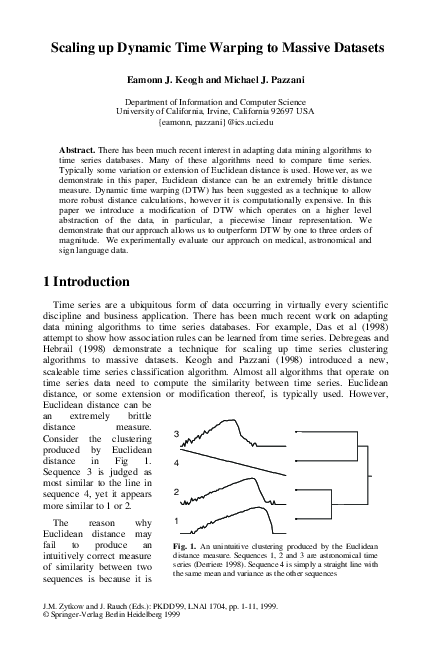 (PDF) Scaling up Dynamic Time Warping to Massive Datasets