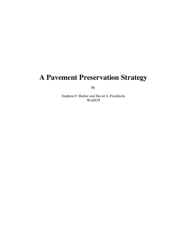 (PDF) Pavement Preservation Strategy