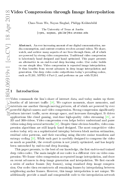 (PDF) Video Compression through Image Interpolation